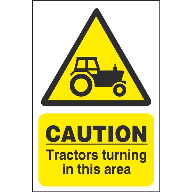 Caution Tractors Turning Area Signs | Hazard Farm Safety Signs