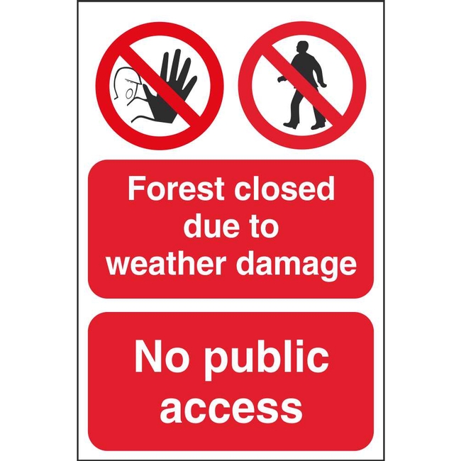 Forest Closed Weather Damage No Access Forestry Prohibition Signs