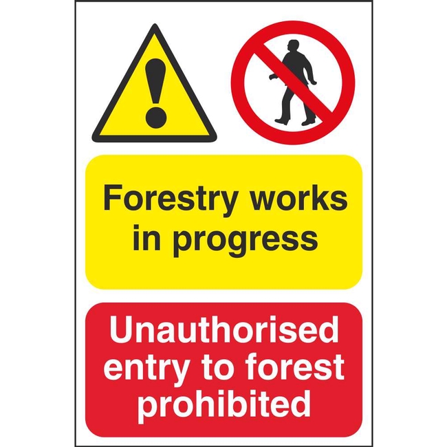Forestry Works In Progress Unauthorised Entry Prohibited Multi Notice Signs
