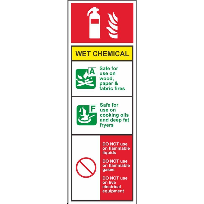 Wet Chemical Fire Extinguisher Identification (ID) Signs & Labels