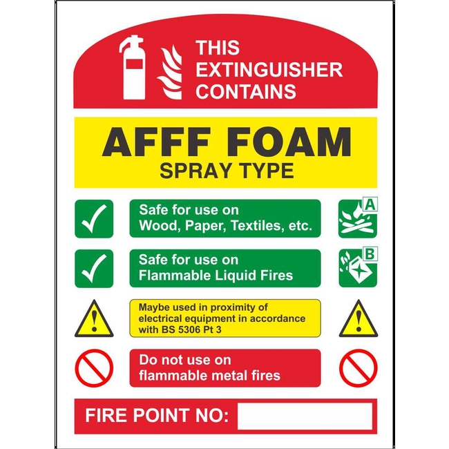 This Extinguisher Contains AFFF Foam Safe For Use Fire Extinguisher ID ...