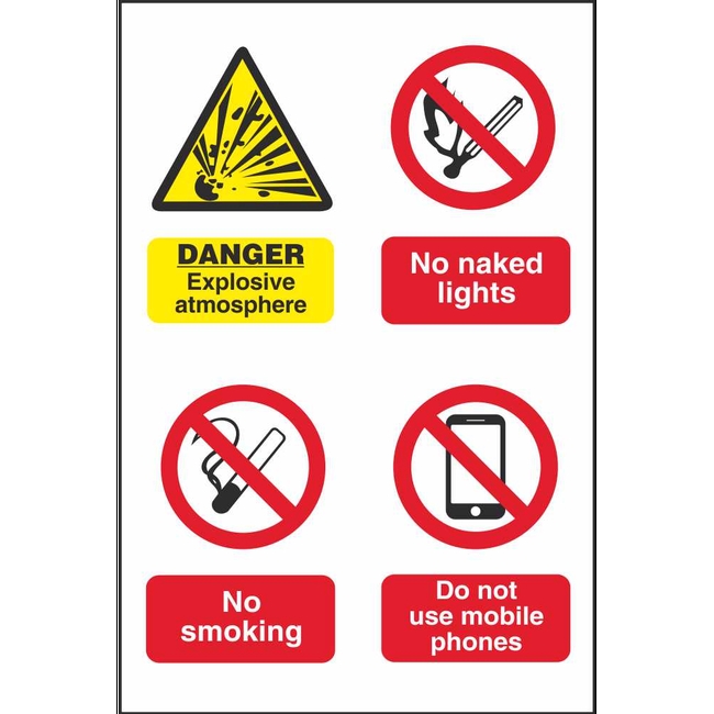 Multi Notice Symbol Signs | Fire Prevention & Explosive Hazard Safety Signs