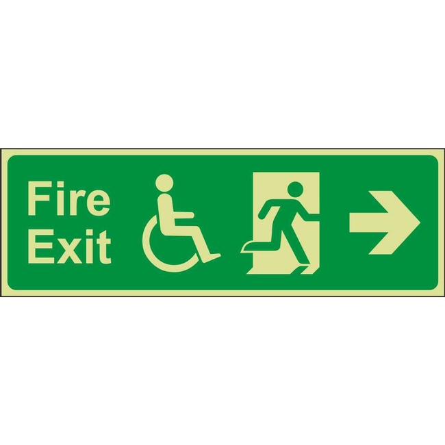 Fire Exit Right Arrow Wheelchair Access Signs | Photoluminescent Escape ...