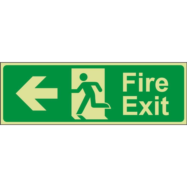 Left Arrow Fire Exit Signs | Photoluminescent Escape Fire Safety Signs