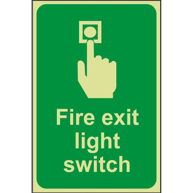 Fire Exit Light Switch Signs | Photoluminescent Escape Fire Safety Signs