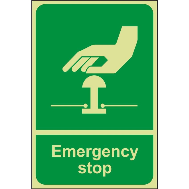 Emergency Stop Push Button Photoluminescent Escape Fire Safety Signs