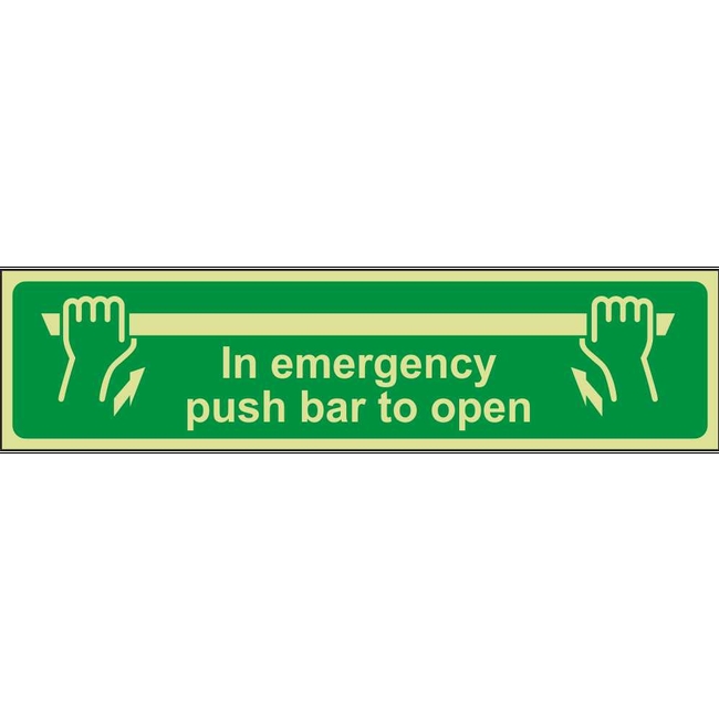 In Emergency Push Bar To Open Glow In The Dark Exit Stickers ...