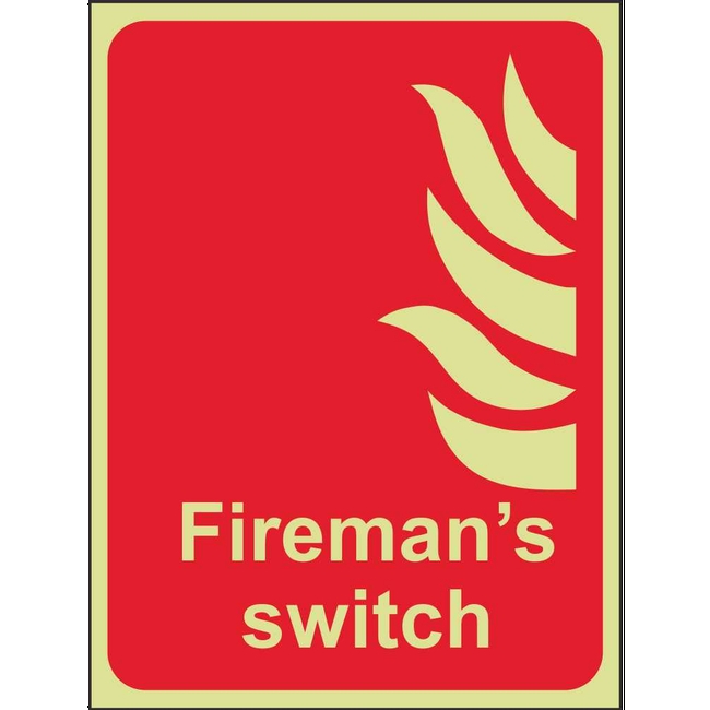 Firemans Switch Signs | Photoluminescent Fire Fighting Signs Ireland