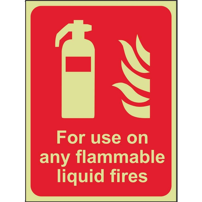 For Use On Any Flammable Liquid Fires Signs | Photoluminescent Fire ...
