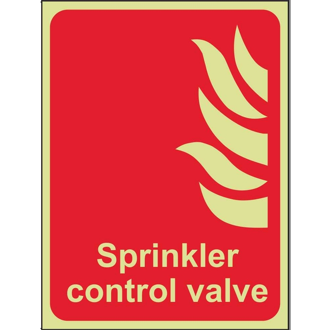 Fire Sprinkler Control Valve Signs | Photoluminescent Fire Fighting Signs