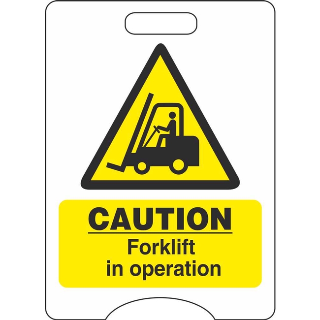 Caution Forklift In Operation Free Standing Hazard Safety Signs