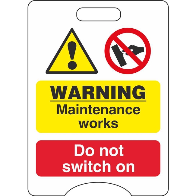 Warning Maintenance Works Do Not Switch On Free Standing Prohibitory Signs