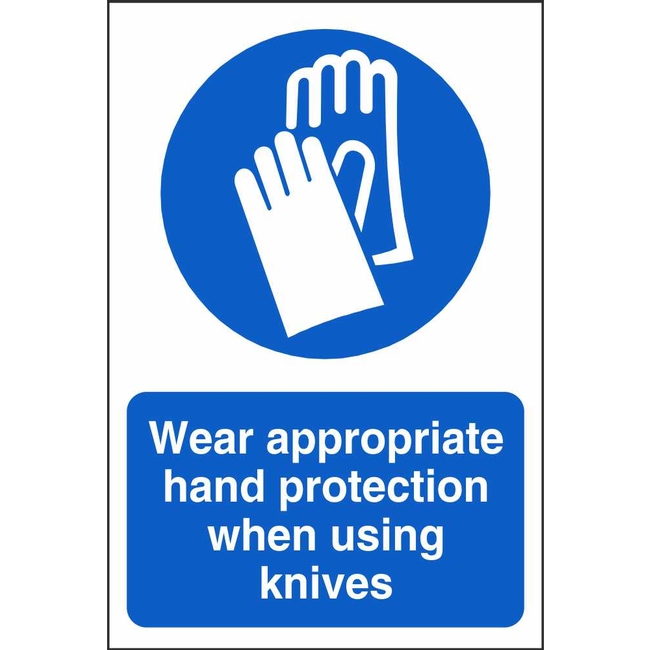 Wear Hand Protection When Using Knives Mandatory Food Hygiene Signs