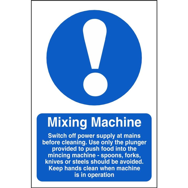 Mixing Machine Mandatory Signs | Food Hygiene Safety Signs Ireland