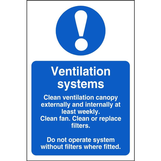 Ventilation Systems Mandatory Signs | Food Hygiene Safety Signs