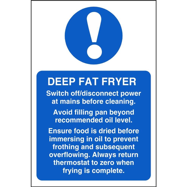 Always Return Thermostat To Zero Deep Fat Fryer Mandatory Signs