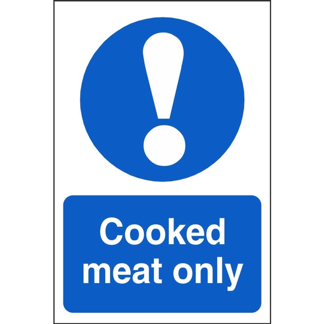 Cooked Meat Only Mandatory Signs | Food Hygiene Safety Signs Ireland