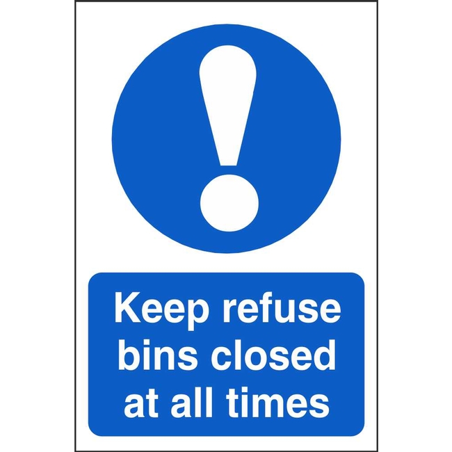 Keep Refuse Bins Closed At All Times Mandatory Food Hygiene Signs