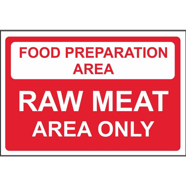 Food Preparation Area Raw Meat Area Colour Coded Food Safety Signs