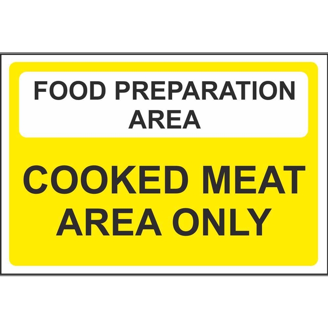 Food Preparation Area Cooked Meat Area Colour Coded Safety Signs