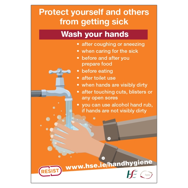 Hand Hygiene HSE Sign Covid-19 Coronavirus Sign