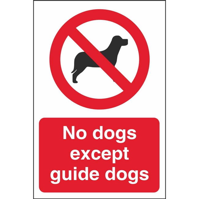 No Dogs Except Guide Dogs Signs | Prohibitory Workplace Safety Signs
