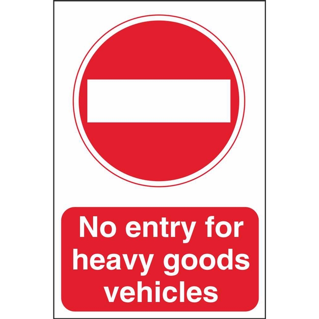 No Entry For Heavy Goods Vehicles Prohibitory Workplace Safety Signs