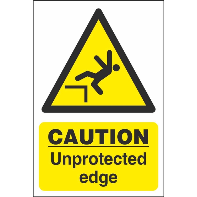 Caution Unprotected Edge Signs | Hazard Workplace Safety Signs Ireland