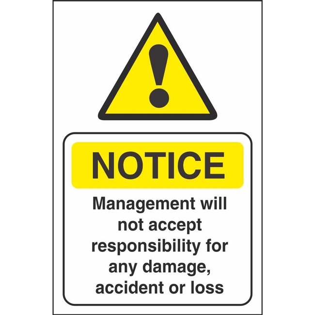 Management Not Responsible For Any Damage Accident Or Loss Disclaimer ...