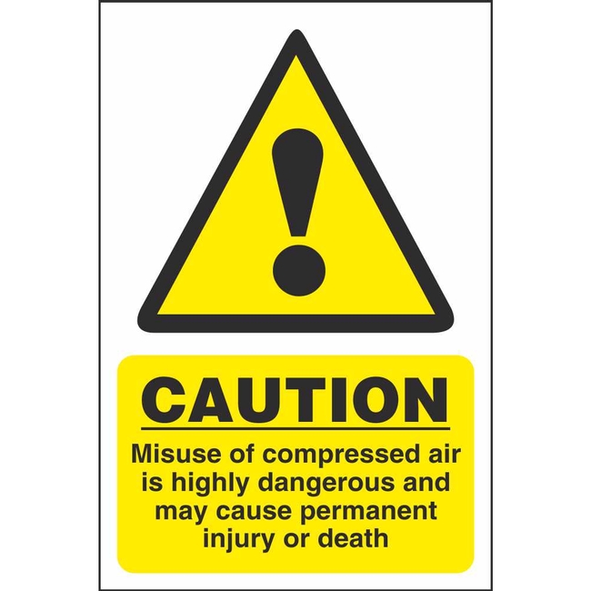 Caution Misuse of Compressed Air Is Highly Dangerous Workplace Machine ...
