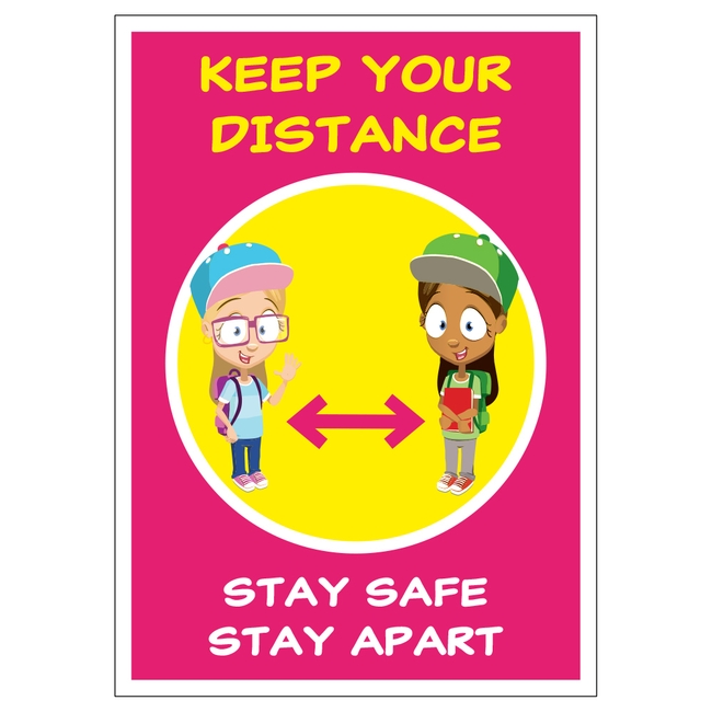 COVID-19 School Keep Your Distance Sign Pink COVID-19 School Keep Your Distance Sign Pink