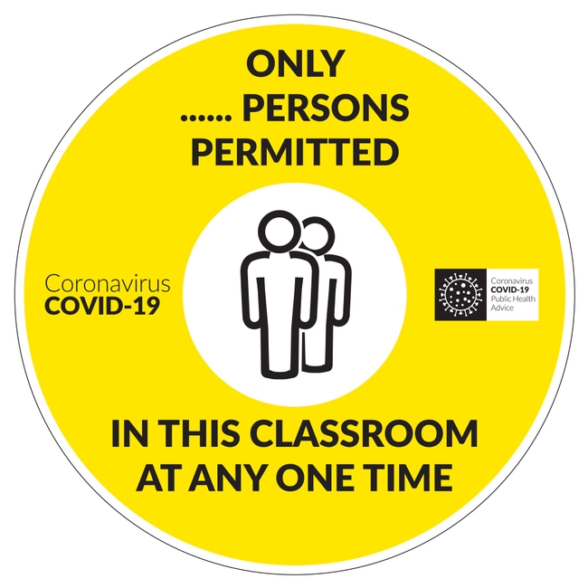 COVID-19 School Only Persons Permitted In This Classroom At Any One ...