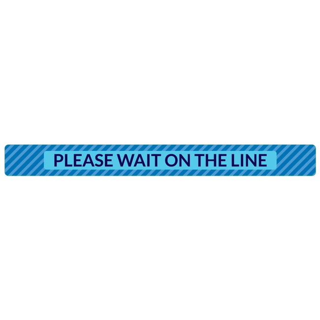 COVID-19 School Please Wait On The Line Floor Sticker Blue