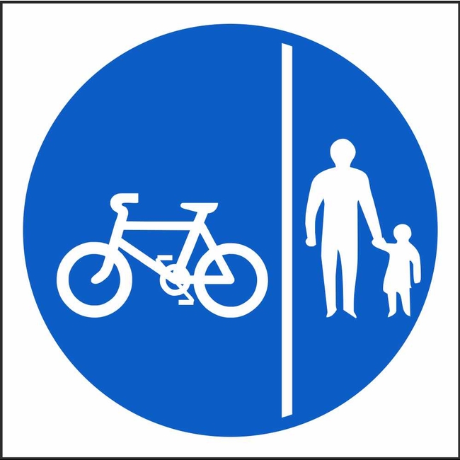 RUS 058CL Shared Track For Cycles & Pedestrians (Cycle Track On Left) Signs