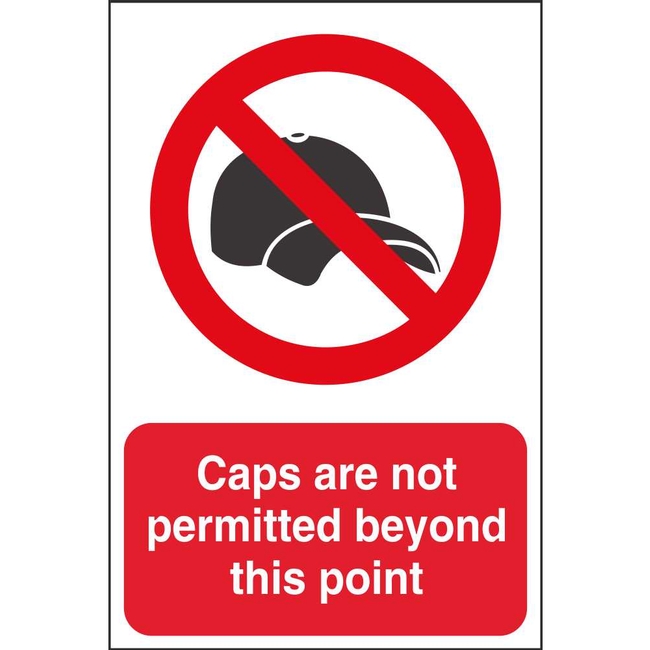 Caps Not Permitted Signs | Prohibitory Security Safety Signs