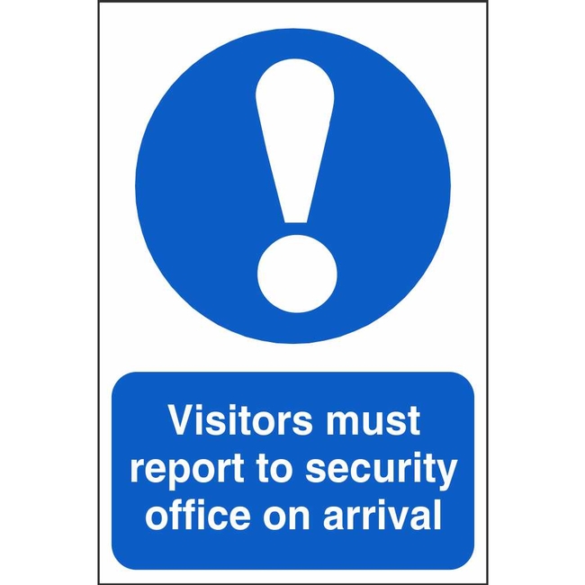 Visitors Must Report To Security Office Mandatory Security Safety Signs