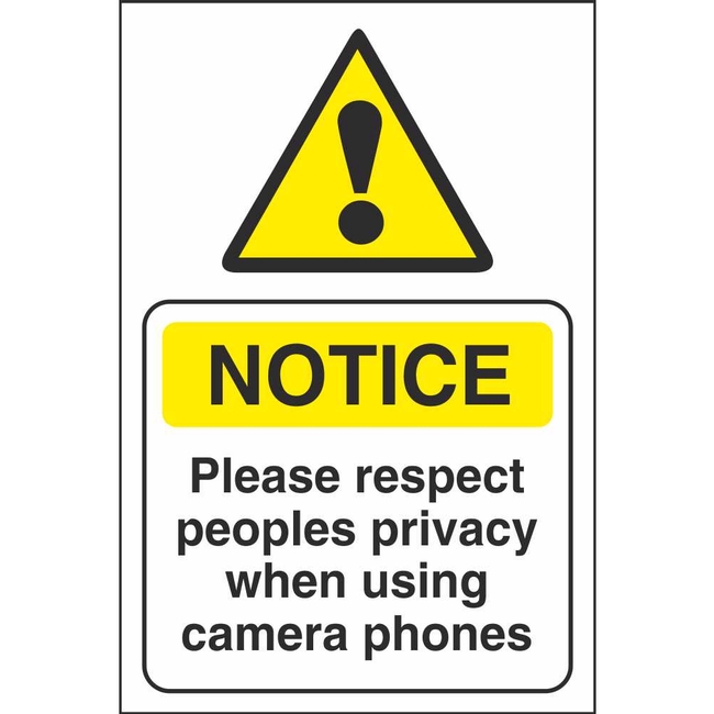Please Respect Peoples Privacy When Using Camera Phones Security Signs