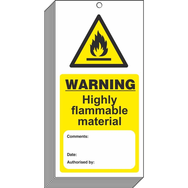 Warning Highly Flammable Material Tags | Hazard Safety Tags Ireland