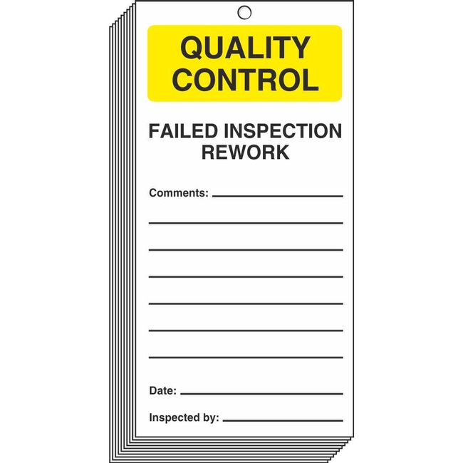 Failed Inspection Rework Tags | Quality Control Safety Tags Ireland