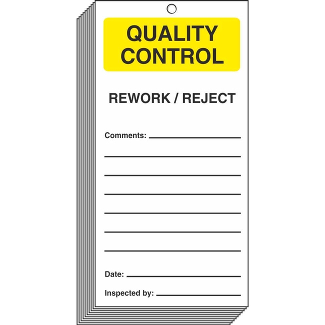 Quality Control Rework / Reject Tags | Quality Control Safety Tags Ireland