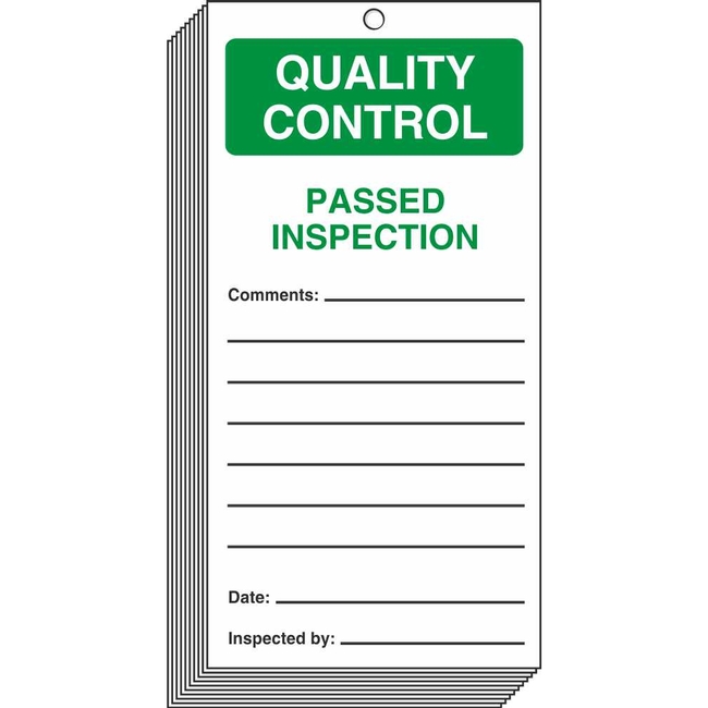 Quality Control Passed Inspection Tags | Quality Control Safety Tags