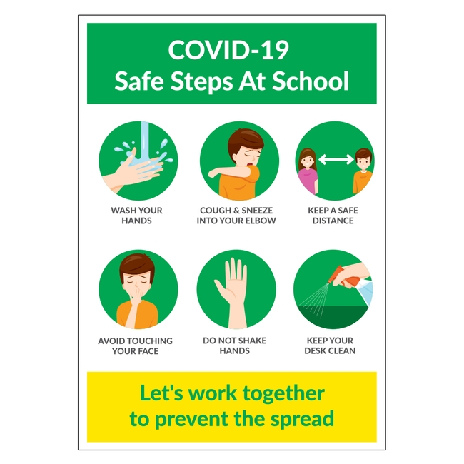 COVID-19 Safe Steps At School Sign