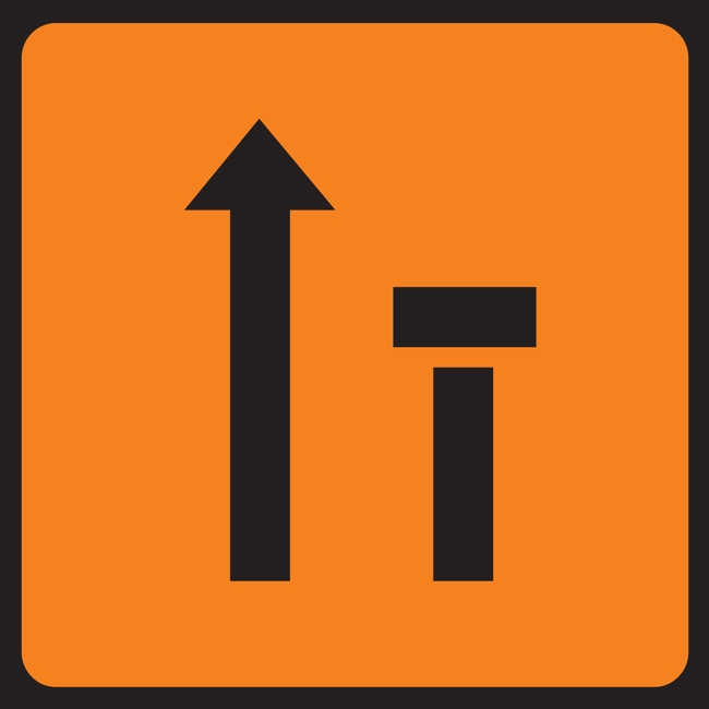 Offside Lane (Of Two) Closed Roadworks Square Sign