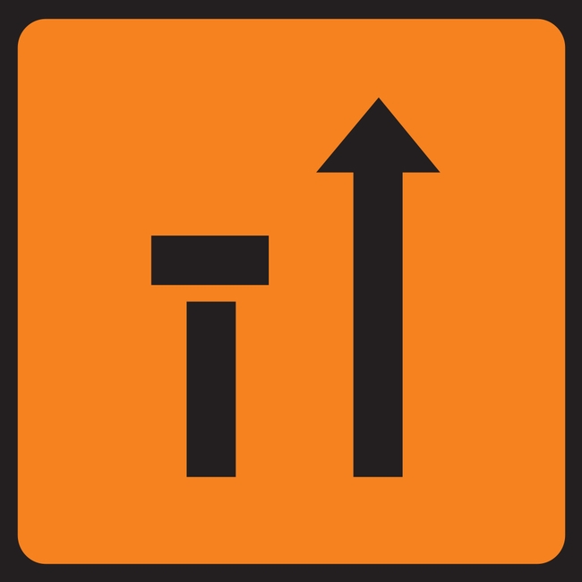 Nearside Lane (Of Two) Closed Roadworks Square Sign