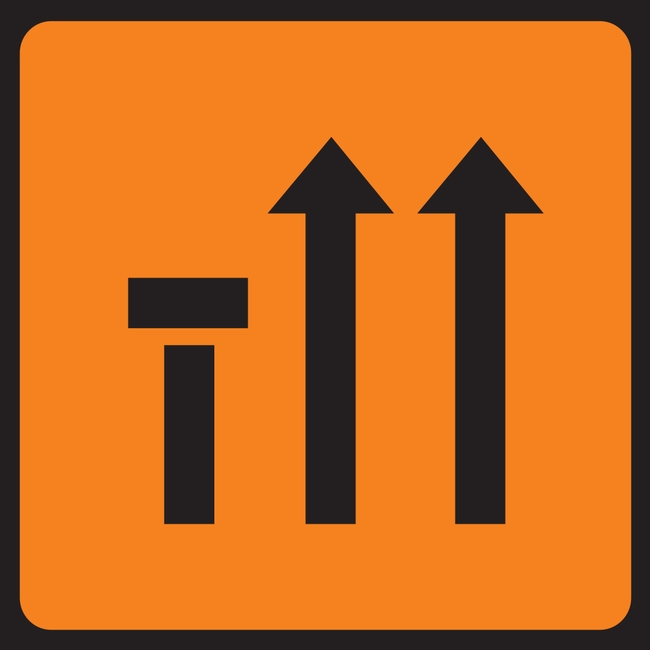 Nearside Lane (Of Three) Closed Roadworks Square Sign