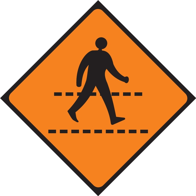 Temporary Pedestrian Crossing Roadworks Sign