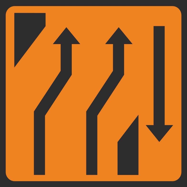 WK 022 Two Lane Crossover (Out) | Roadworks Safety Signs Ireland
