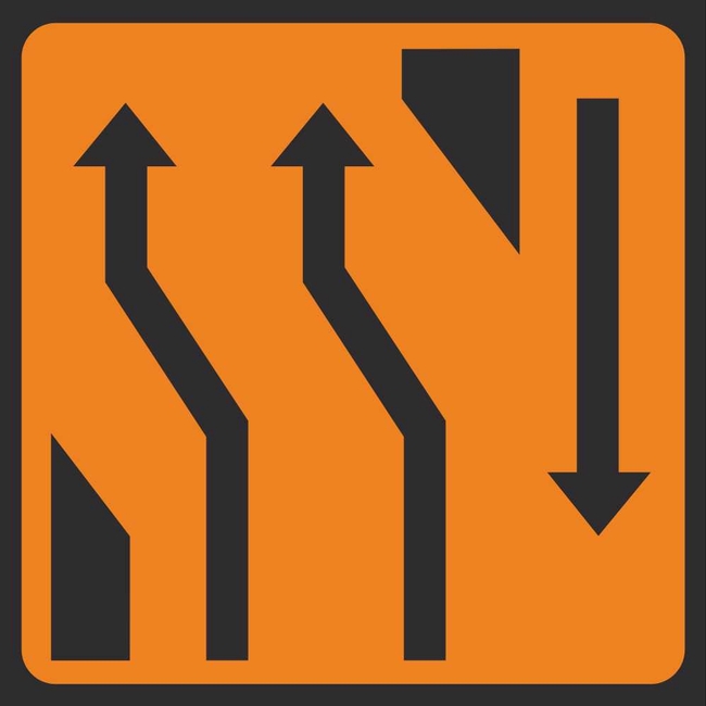 WK 023 Two Lane Crossover (Back) | Roadworks Safety Signs Ireland