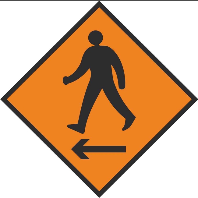 WK 080 Pedestrian Cross To Left | Roadworks Safety Signs Ireland