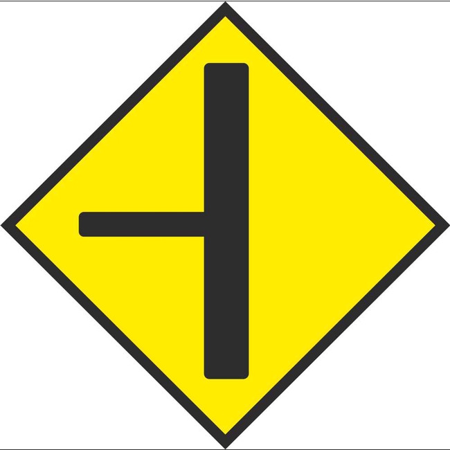 W 002L Side Road Left | Road Warning Signs Ireland | PD Signs